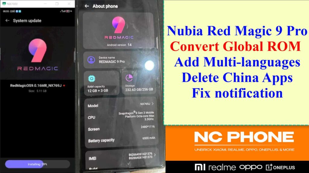 How to convert Global ROM Nubia Red Magic 9 Pro - NX769J Global ROM